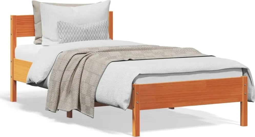 vidaXL Rám postele s čelem 75 x 190 cm masivní borovice [842782] Barva: Bílá
