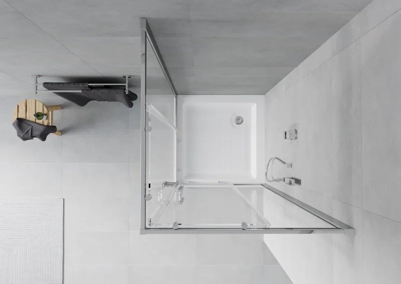 Mexen Rio, čtvercový sprchový kout 80 x 80 cm, 6mm čiré sklo, chromový profil + bílá sprchová vanička RIO, 860-080-080-01-00-4510