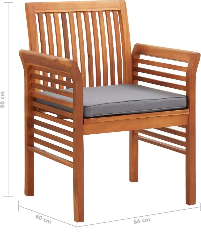 vidaXL Zahradní jídelní židle s poduškami 2 ks masivní akáciové dřevo [45970] Barva: Tmavě šedá