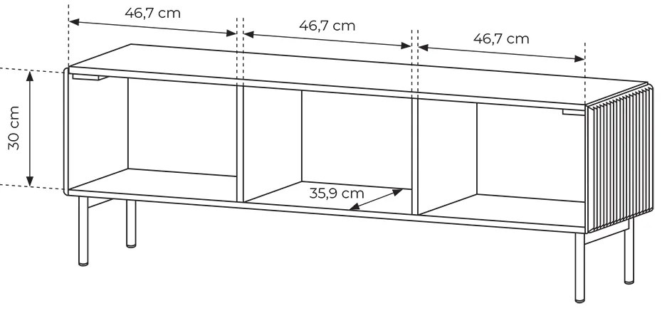 MUTI c | TV stolek RTV 147 | 147 cm | černá