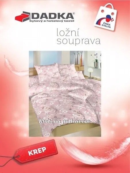 DADKA Krepové povlečení Kvítí na pudrovém podkladu 140x200, 70x90 cm