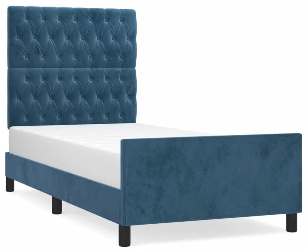 vidaXL Rám postele s čelem tmavě modrý 90x200 cm samet