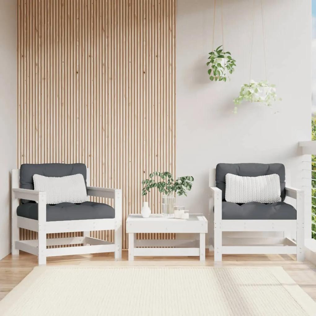 Zahradní židle 2 ks bílé masivní borové dřevo - Default Title