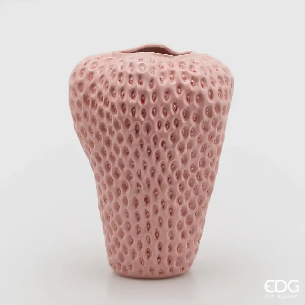 EDG Keramická váza ve tvaru jahody, růžová, 37 cm | BIANO