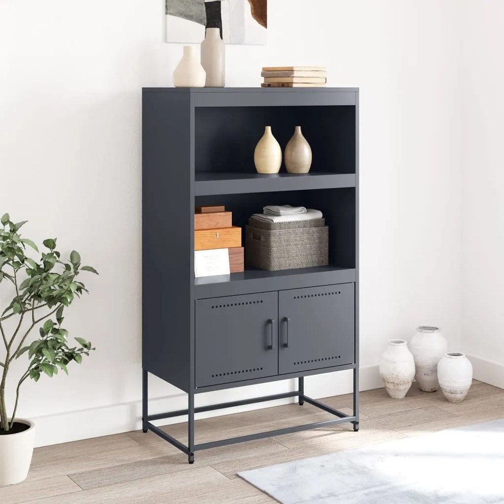 Skříň highboard antracitová 68,5 x 38,5 x 123,5 cm ocel