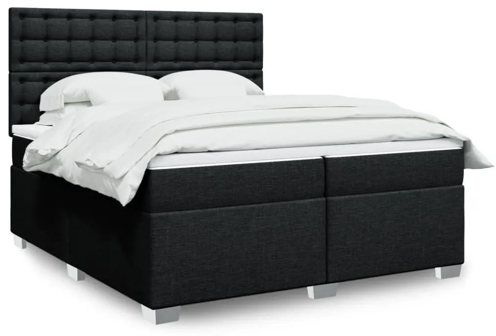 Box spring postel s matrací černá 200x200 cm textil 3292911