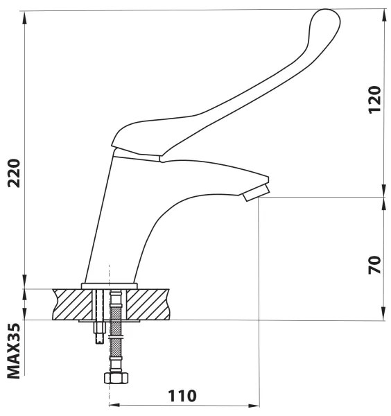 Aqualine - Umyvadlová baterie KASIOPEA 22 cm lesklý chrom