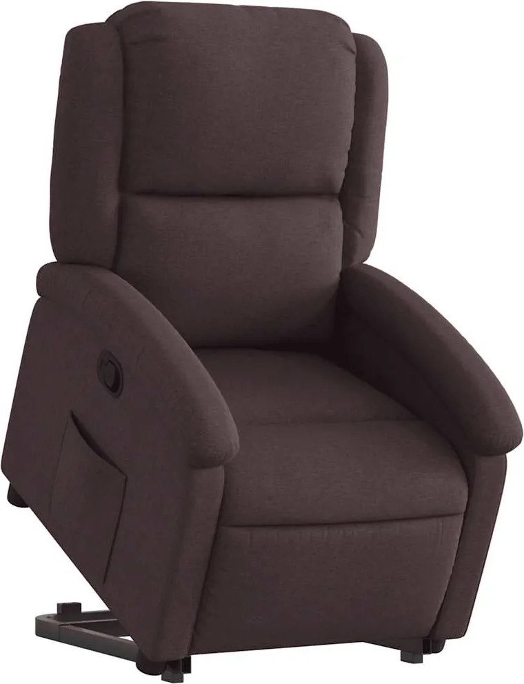 Zvedací polohovací křeslo tmavě hnědé textil 3204169