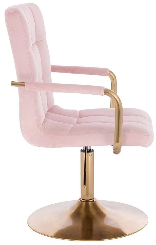 LuxuryForm DESIGN Otočná židle VERONA GOLD VELUR na zlatém talíři - růžová