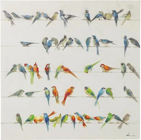 Obraz s ručními tahy Birds Meeting 100x100cm