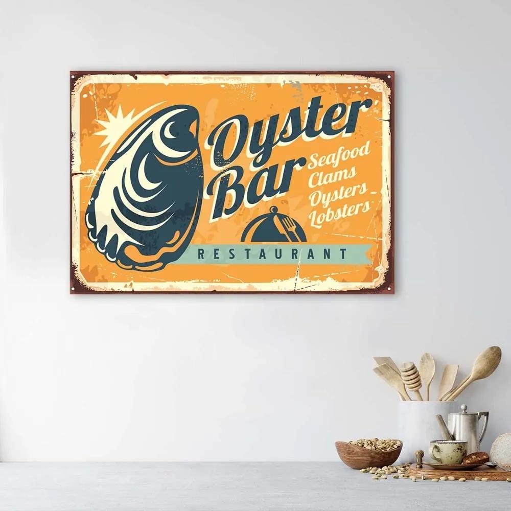 Obraz na plátně Retro Sign Oyster Bar - 120x80 cm