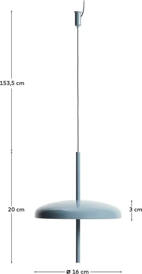 Modré LED stmívatelné závěsné svítidlo s kovovým stínidlem ø 16 cm Porte – Kave Home
