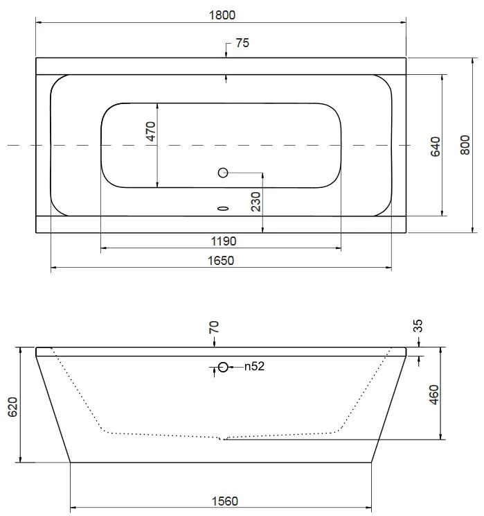 NIKIDO - B Volně stojící vana VERA Rozměry: 170 x 75 cm