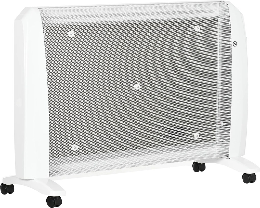 HOMCOM Mika topidlo 1000W/2000W s nastavitelným termostatem, 4 kolečka, 15-20 m², bílá