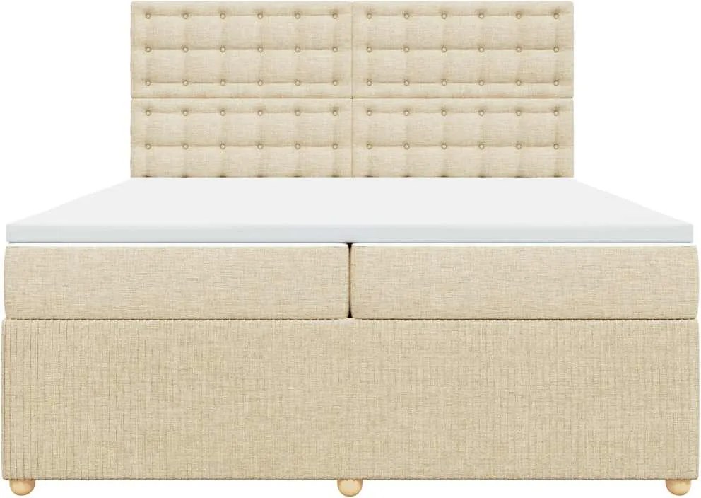 Box spring postel s matrací krémová 200x200 cm textil 3292182
