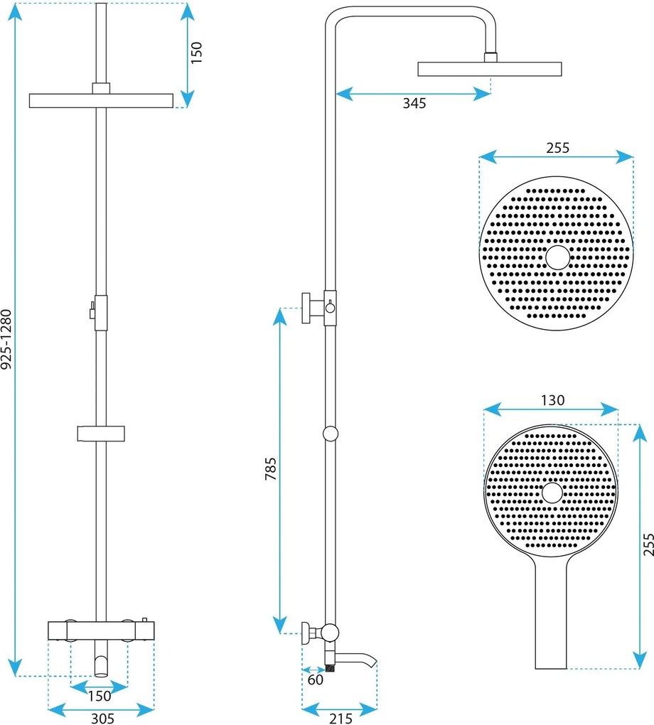 Rea Lungo Stripe, sprchový set s vanovým výtokem, broušená ocel, REA-P9491