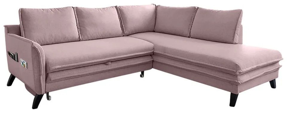 Pudrově růžová rozkládací rohová pohovka Miuform Charming Charlie L, pravý roh