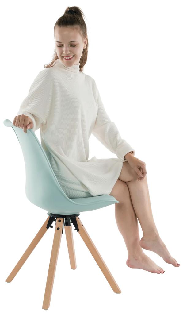 Stylová otočná židle ETOSA plast a ekokůže mentolová, nohy buk