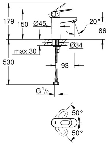 GROHE 32854000 - Umyvadlová baterie BAULOOP lesklý chrom
