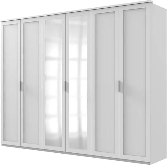 Sconto Šatní skříň NATHAN bílá, 270 cm, 2 zrcadla