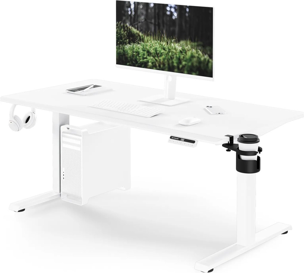 Elektrický stůl s nastavitelnou výškou ergonomický bílý,1400x700 mm: ARIA