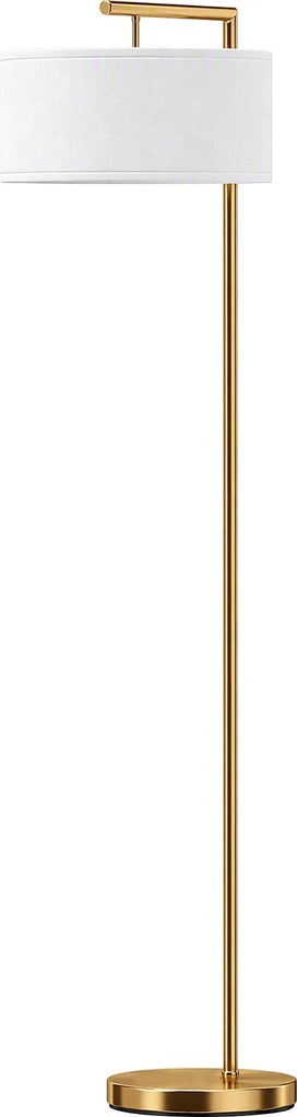 HOMCOM Stojací lampa s paticí E27 Stojací lampa do obývacího pokoje ložnice kancelář, kov ocel plátno zlatá bílá 47x37x153 cm | Aosom.de