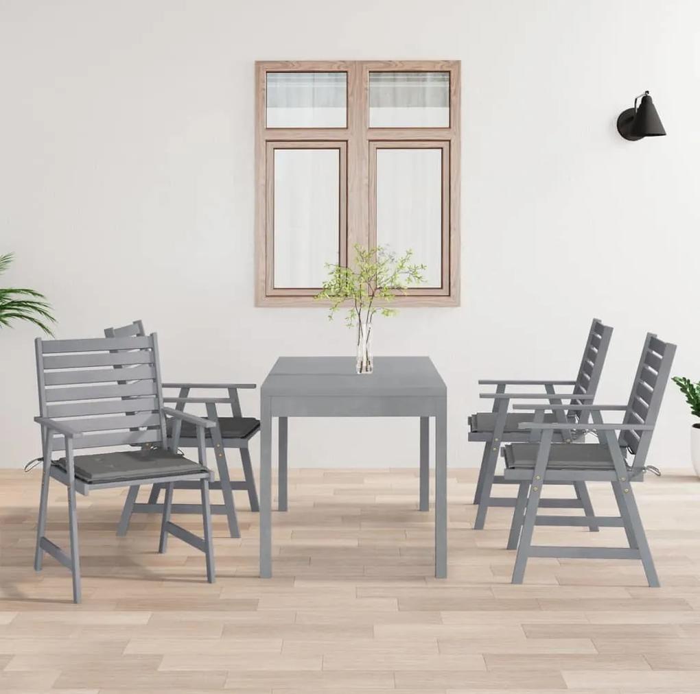vidaXL Zahradní jídelní židle s poduškami 4 ks masivní akáciové dřevo [3078409] Barva: Jasně zelená
