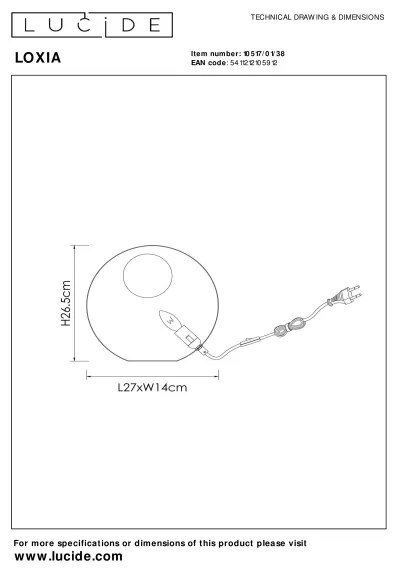 Lucide 10517/01/38 - Stolní lampa LOXIA 1xE14/40W/230V bílá