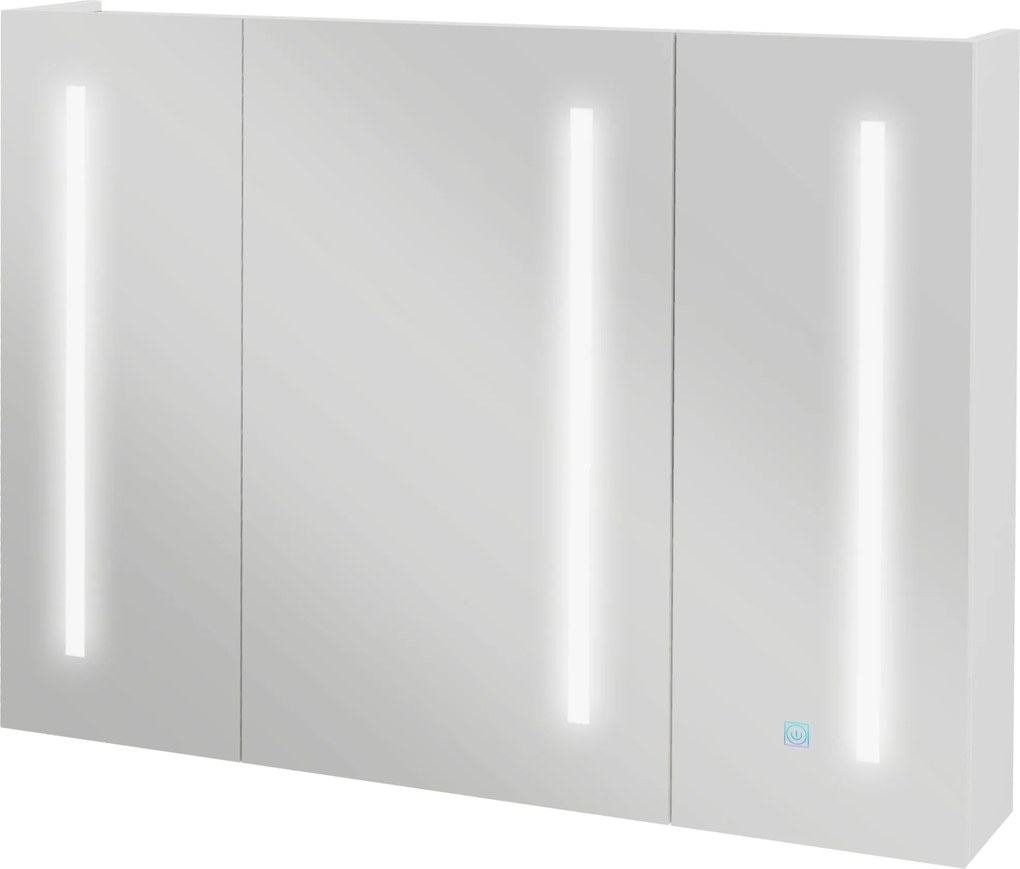 Kleankin zrcadlová skříňka s nastavitelnými policemi a 3-barevnými LED světly, z MDF a skla, 90x15x70 cm, bílá