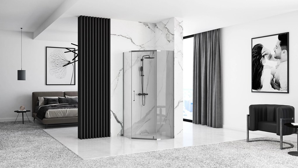 Rea Axin, sprchový kout 90x90x195 cm + bílá sprchová vanička Diamond, KPL-K8779