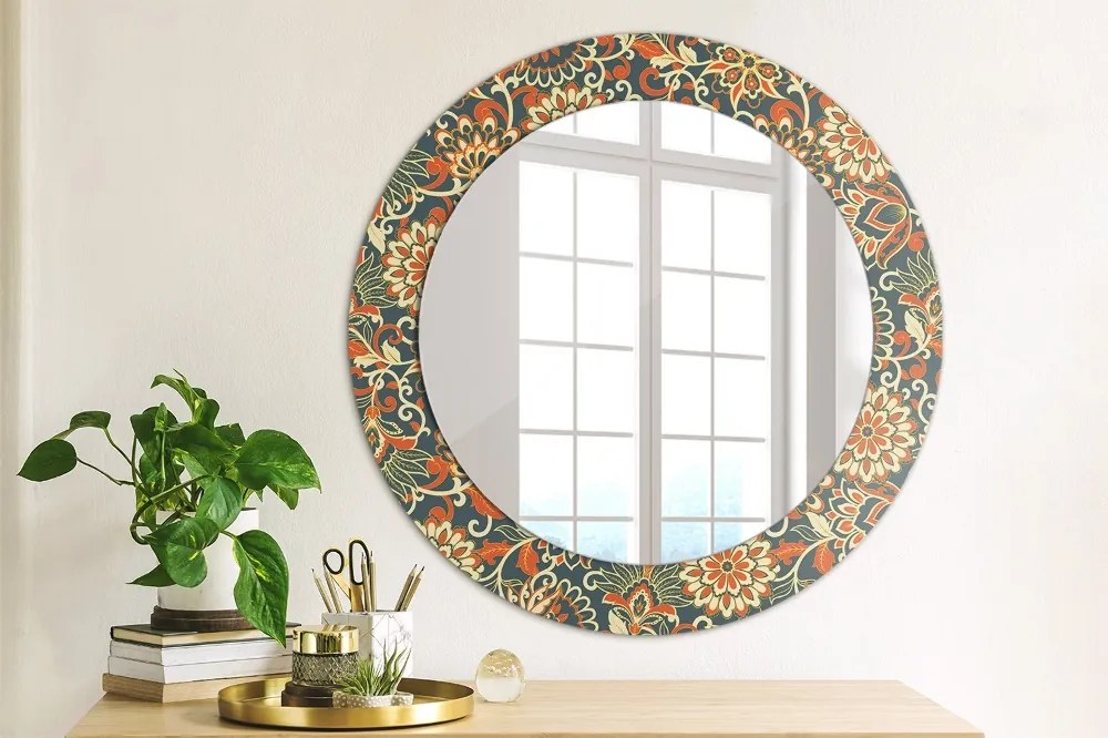 Kulaté dekorativní zrcadlo Ilustrace květu fi 60 cm