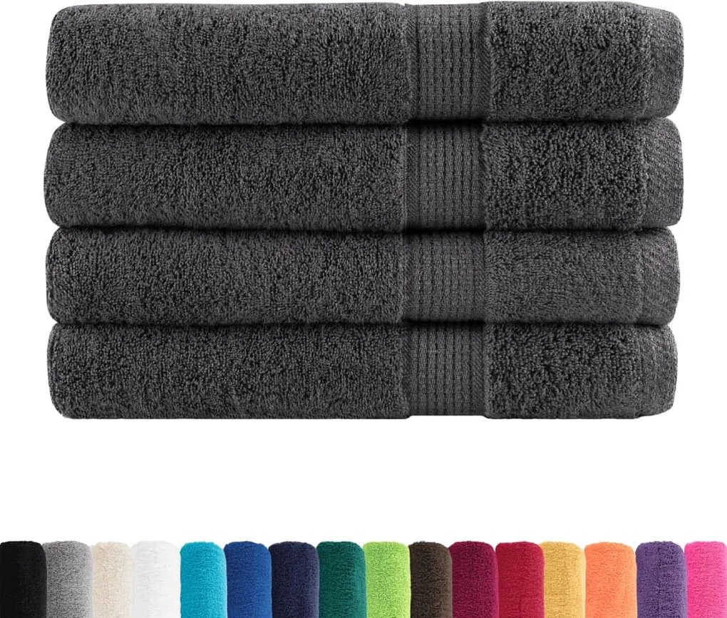 Prémiové saunové osušky SOLUND 4 ks antracitové 80x200 cm 600 g/m² 137169
