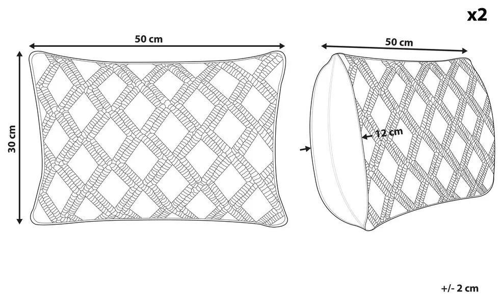 Sada 2 makramé polštářů s pleteným vzorem 30 x 50 cm bílé ALATEPE Beliani