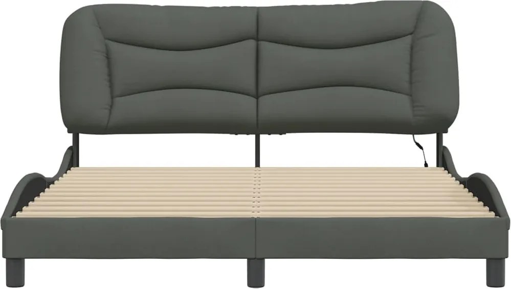 Rám postele s LED bez matrace Hvar Tmavě šedá 160x200 cm Látka 3213712