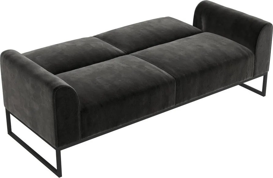 Černá sametová polohovací/rozkládací pohovka 217 cm Adley - II. jakost – CosmoLiving by Cosmopolitan
