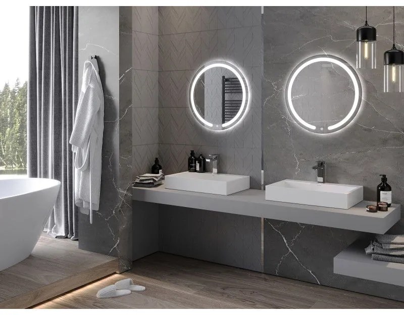 Mexen Rose, LED koupelnové zrcadlo s podsvícením 60x60 cm, 6000K, ochrana proti zamlžování, 9810-060-060-611-00