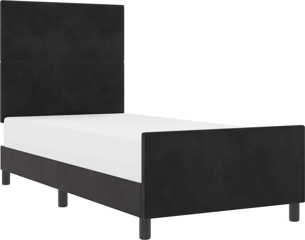 Postel s boxspringem s čelo Černá 90 x 200 cm samet 3344917