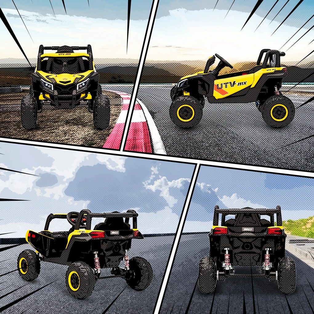AIYAPLAY Dětské elektrické auto UTV 12 V, dětský elektrický buggy s dálkovým ovládáním, 96 x 61 x 56 cm, žlutá