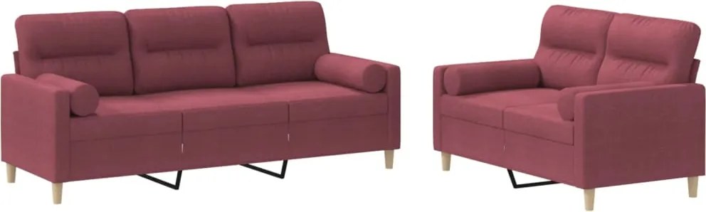 2dílná sedací souprava s polštáři vínová textil 3201622