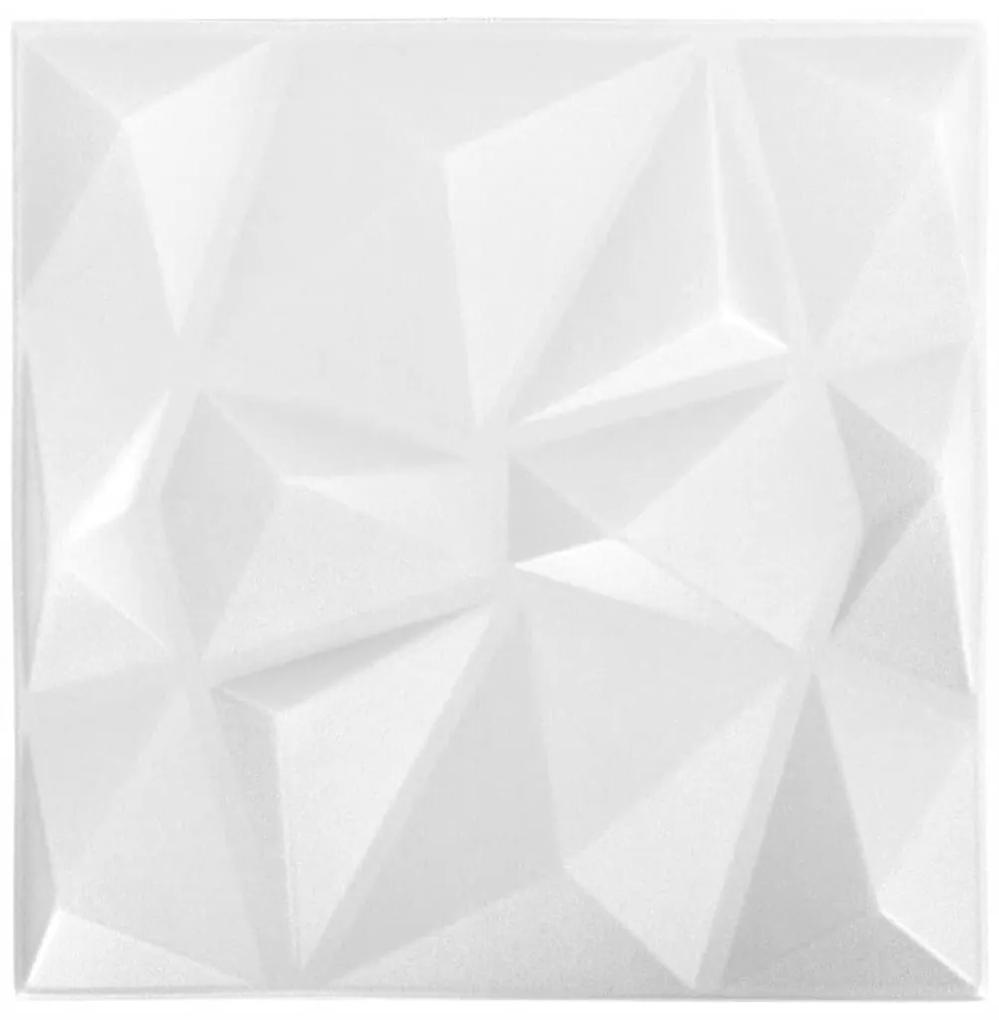 3D nástěnné panely 24 ks 50x50 cm diamond bílé 6 m² - Default Title