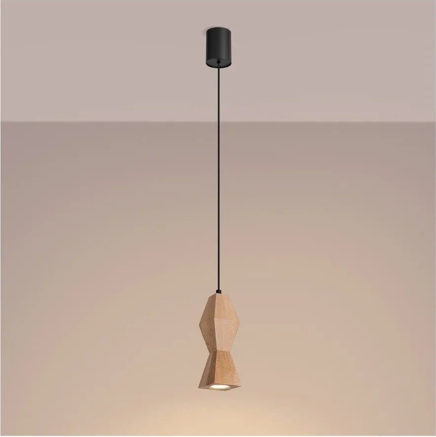 Závěsné svítidlo z bukového dřeva v přírodní barvě ø 8 cm Cubo – Sollux