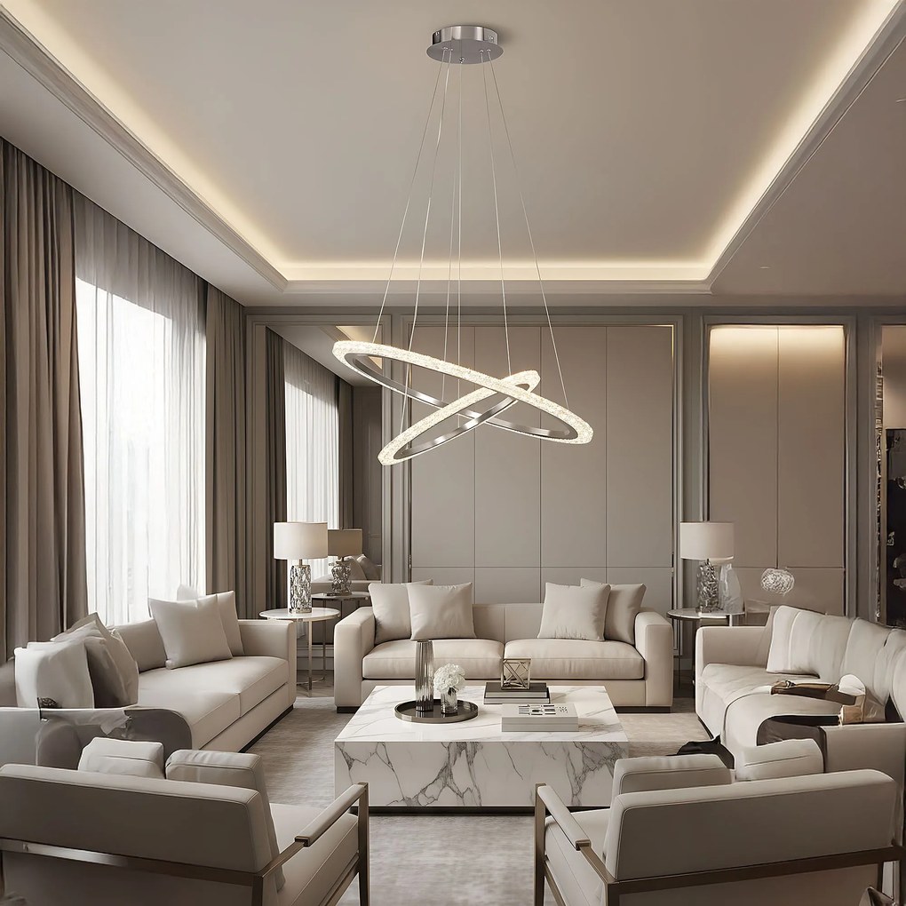 Toolight Toolight, LED závěsné osvětlení 60cm, 38W, 3500lm + dálkové ovládání, LHJ045-CP2, broušená ocel, OSW-50050