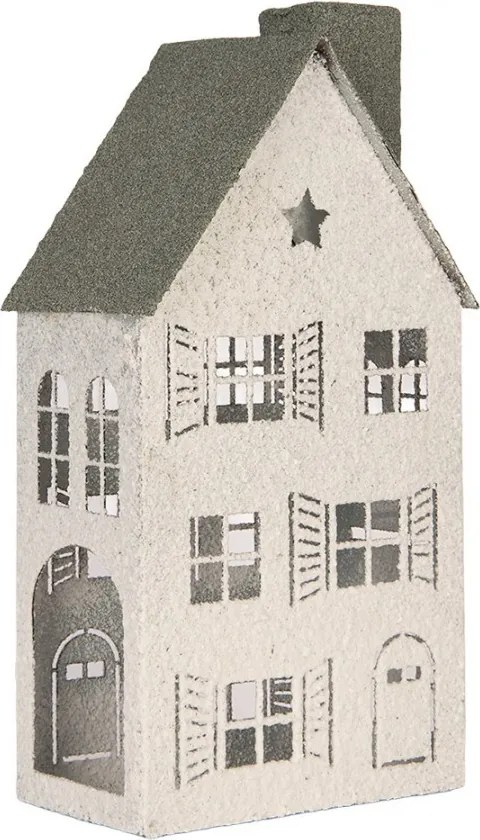 Kovový svícen domek s pískovým povrchem Raw Sand - 16*9*32 cm