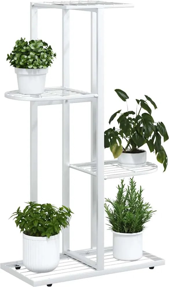 4patrový stojan na květiny 43 x 22 x 76 cm bílý kov 336109