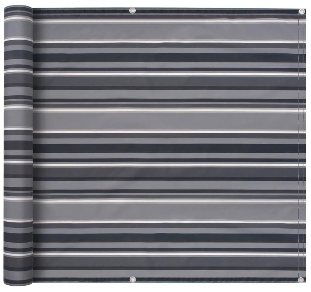 43397 vidaXL Balkónová zástěna z oxfordské látky, 90x400 cm, šedý proužek