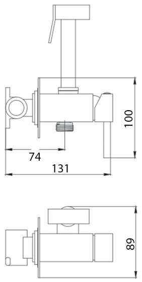 Aqualine - Bidetová baterie se sprškou pro podomítkovou instalaci matná černá