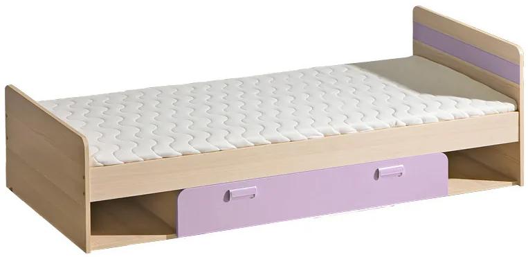 LIMO L13 postel s úložným prostorem jasan/fialová