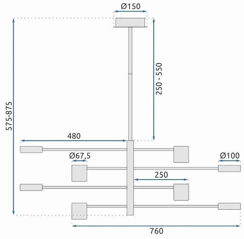 Stropní svítidlo Diagonal Eight černé