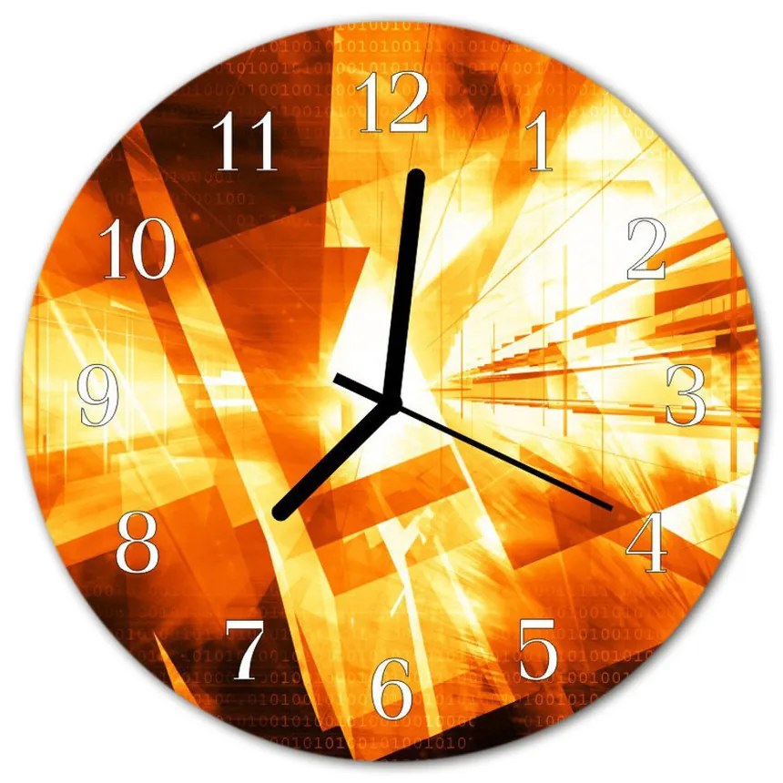 Nástenné skleněné hodiny abstrakce fi 30 cm