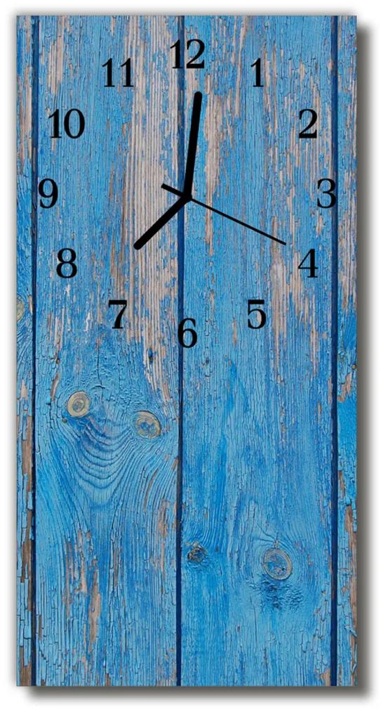 Skleněné hodiny vertikální Dřevo namalované modře